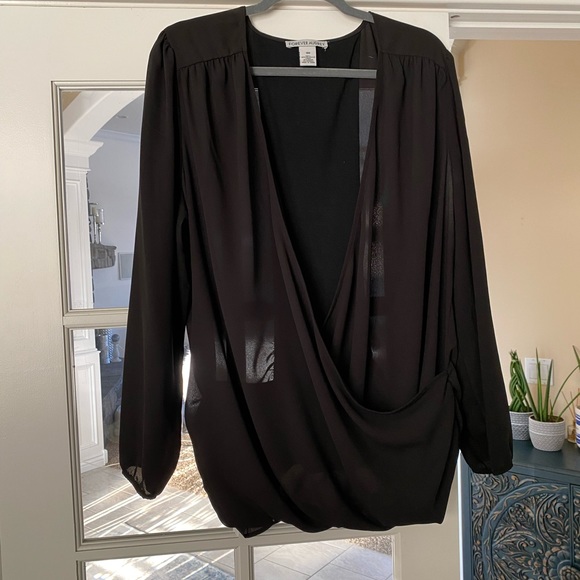 Forever Audrey | Tops | Beautiful Faux Front Wrap Blouse Very Figure ...